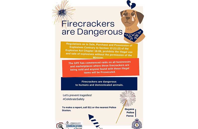 GPF warns against illegal sale, use of firecrackers - Guyana Chronicle